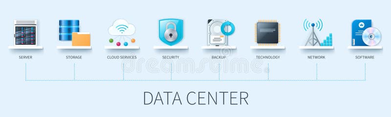 Data Center Infographic in 3D Style Stock Illustration - Illustration ...
