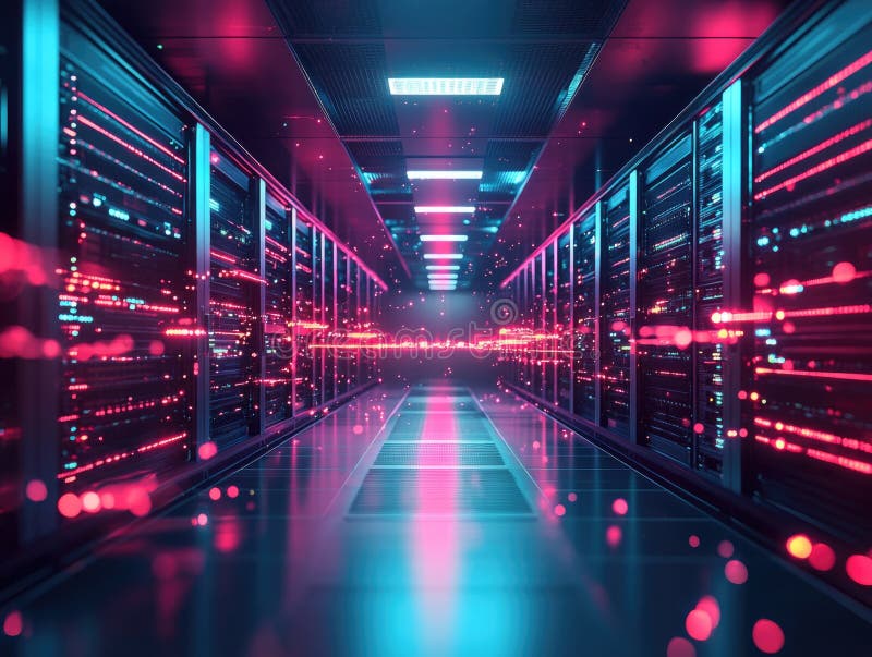 Data Center Inside Server Room Stock Photo - Image of digital, center ...