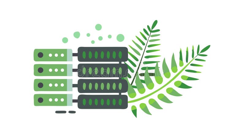 Data Center with Integrated Greenery, Eco-Friendly Servers, Vector ...