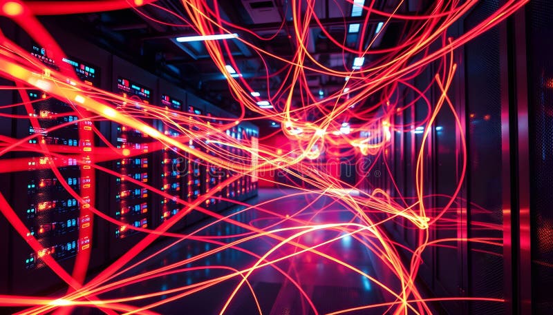 Data Center Interconnect with Fiber Optic Cables Stock Illustration ...