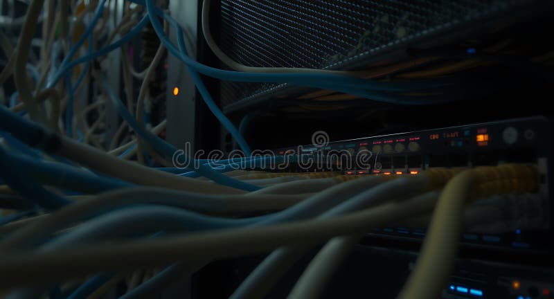 Data Center Interior with Cables and Server Equipment Stock ...