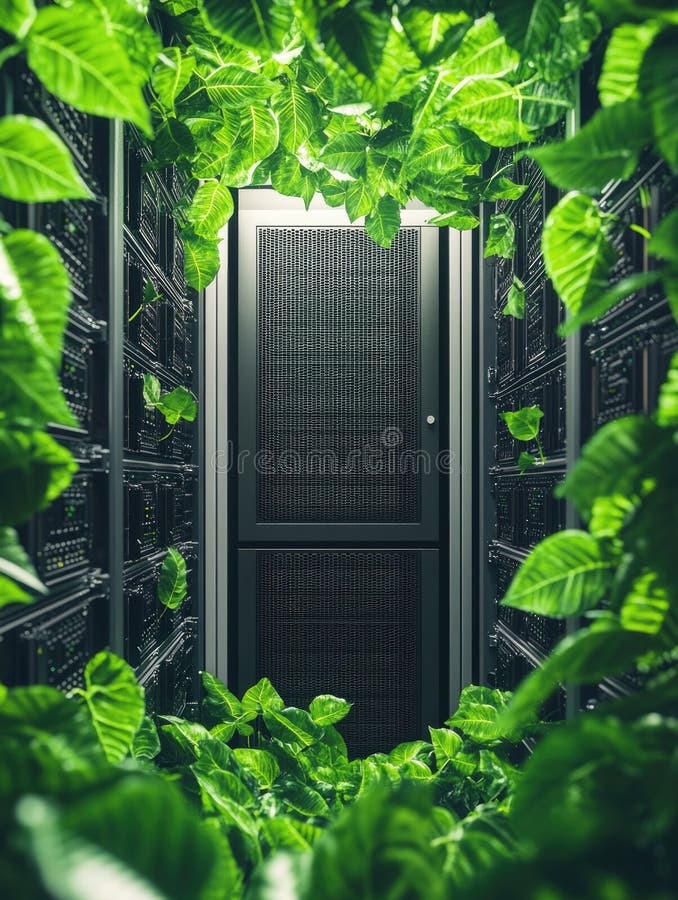 Data Center Interior with Greenery Stock Photo - Image of control ...