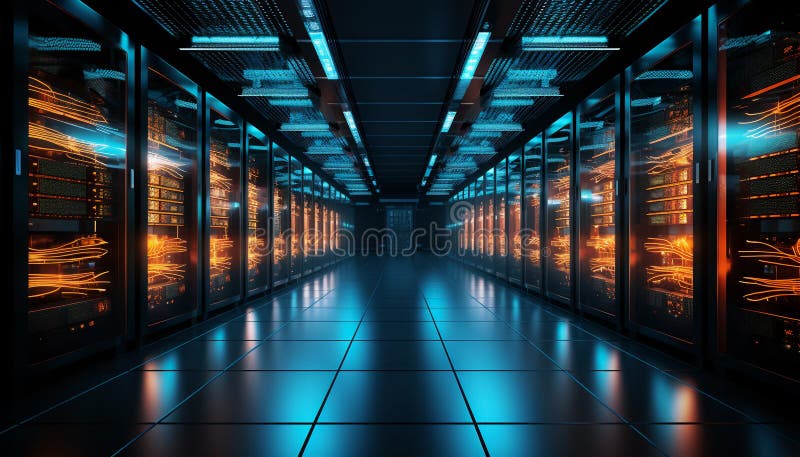 Data center interior stock photo. Image of connection - 307852604
