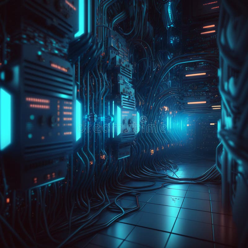 Data Center Interior, Server Racks with Telecommunication Equipment in ...