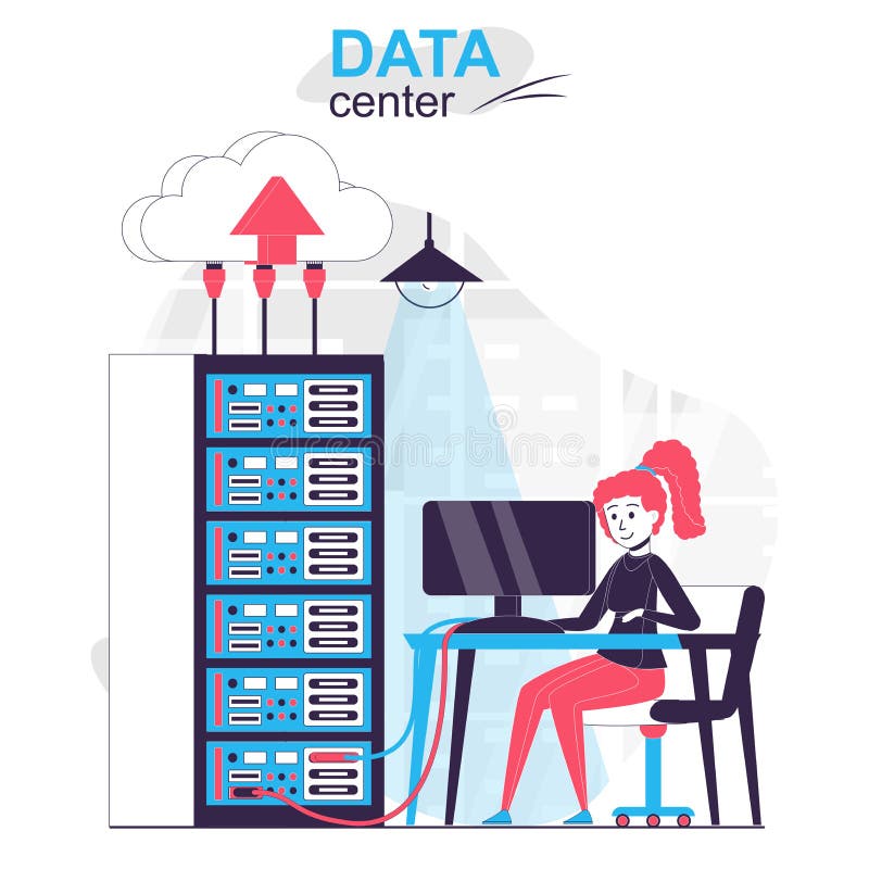 Data Center Isolated Cartoon Concept. Networking Hardware Stock Vector ...