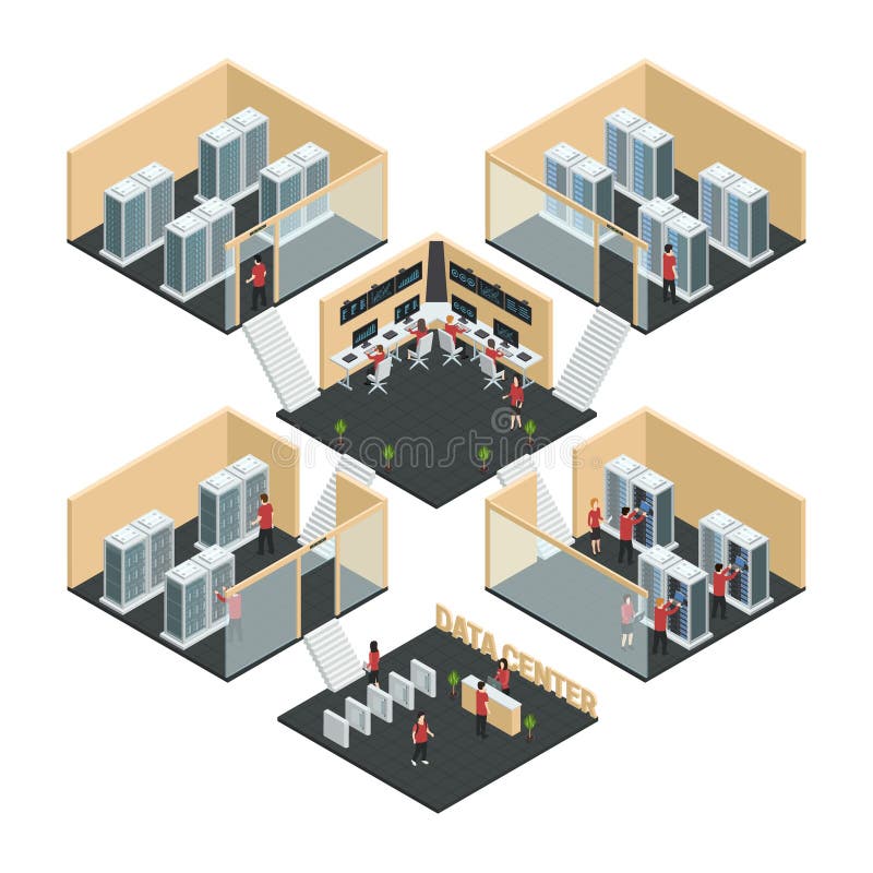 Data Center Isometric Composition Stock Vector - Illustration of ...