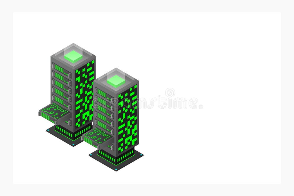 Data Center Isometric, Database and Cloud Data Storage Concept, Server Room, Cloud Computing ...