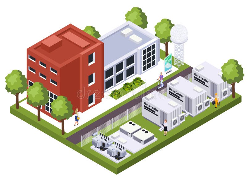 Data Center Isometric Exterior Stock Vector - Illustration of location ... Data Center Isometric Exterior Stock Vector - Illustration of location ...