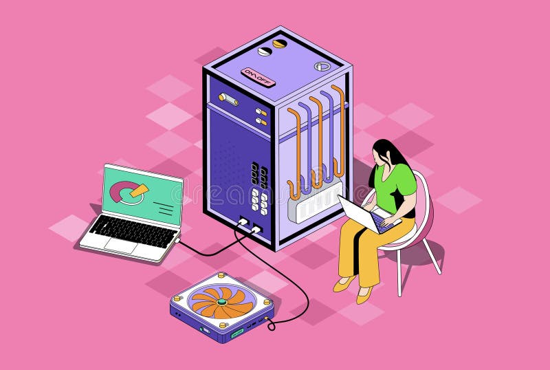 Data Center Isometric Illustration Stock Illustration - Illustration of ...
