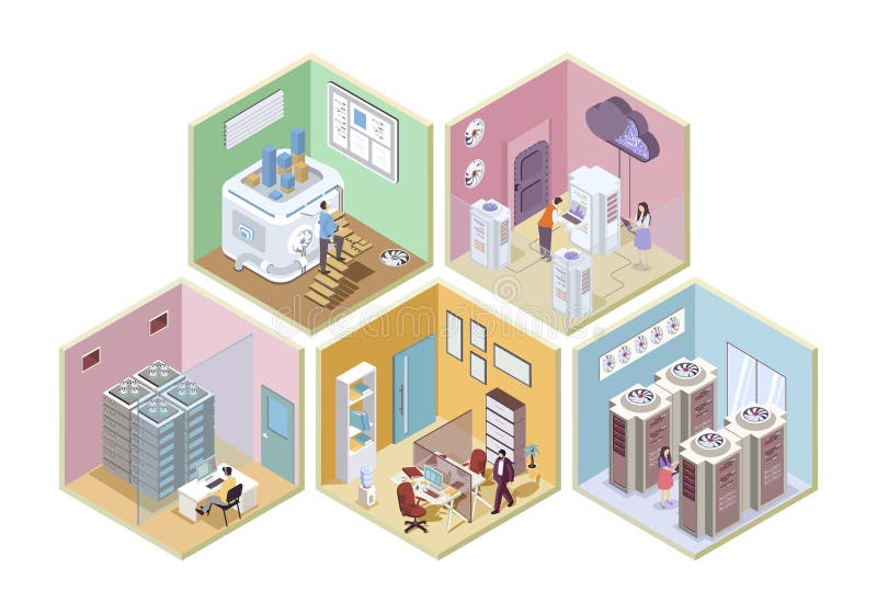 Data Center Isometric Rooms Stock Vector - Illustration of isometry ...