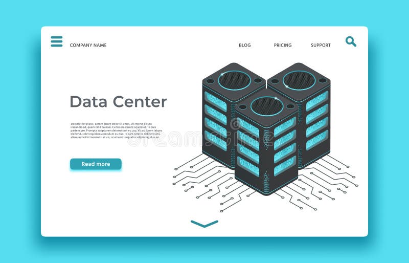 Data Center Landing Page. Isometric Servers Vector Design Stock Vector ...