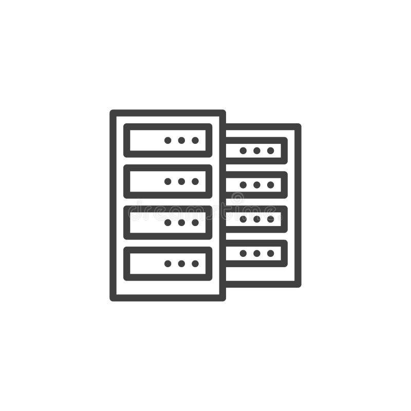 Rack Unit, Server Line Icon, Outline Vector Sign, Linear Style ...