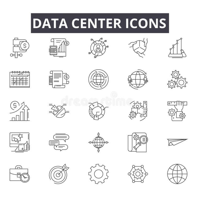 Data Center Line Icons for Web and Mobile Design. Editable Stroke Signs ...