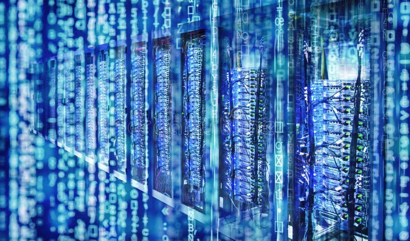 Data Center with Matrix stock image. Image of server - 254037485
