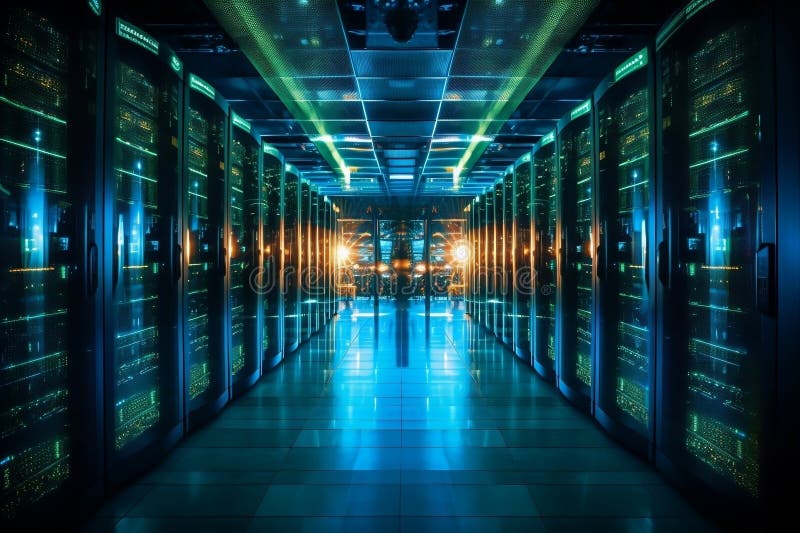 Data Center, Modern Data Room Filled with Servers Stock Illustration ... Data Center, Modern Data Room Filled with Servers Stock Illustration ...