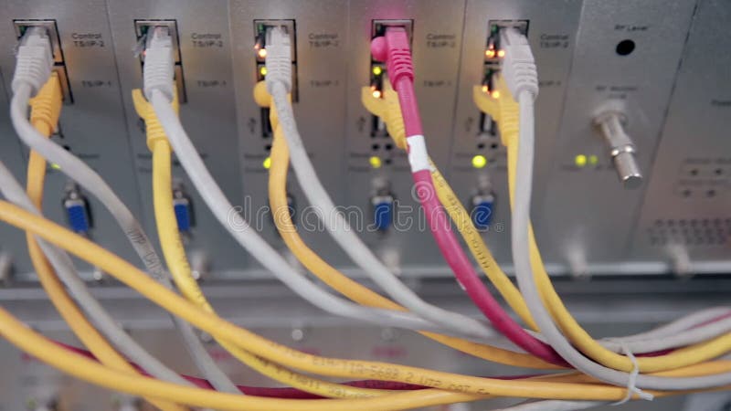 Data Center. Modern Network Equipment - Cables and Wiring Links Servers ...