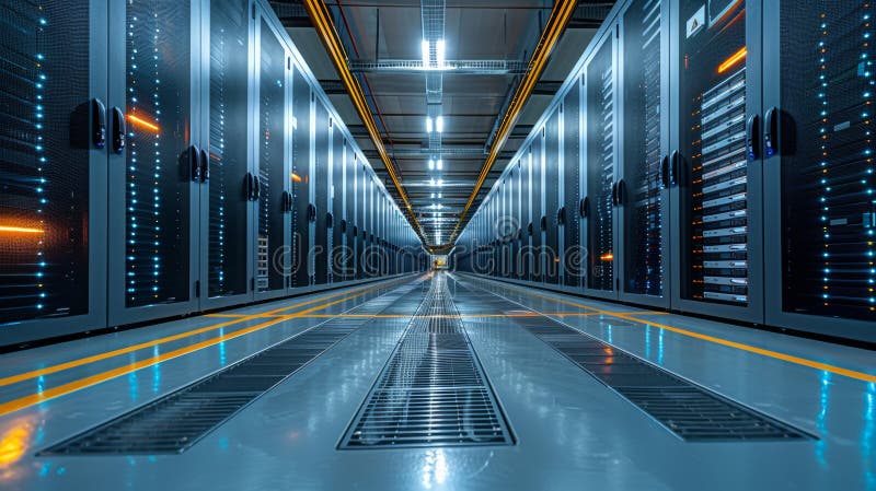 Data Center Moderno Com Linhas De Racks De Servidor Imagem de Stock ...