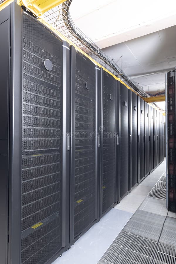 Data Center with Multiple Rows of Fully Operational Server Racks Stock ...