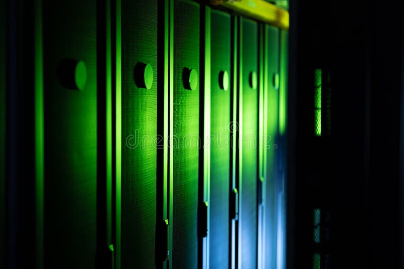 Data Center with Multiple Rows of Fully Operational Server Racks Stock ...