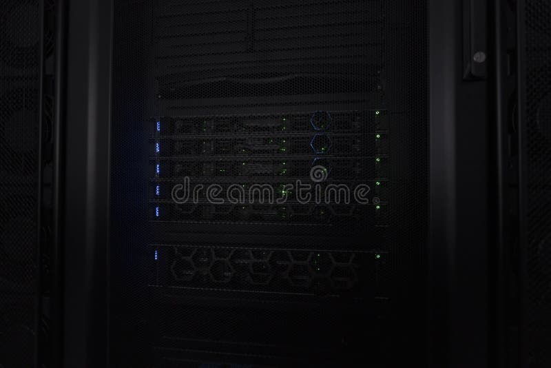 Data Center with Multiple Rows of Fully Operational Server Racks ...
