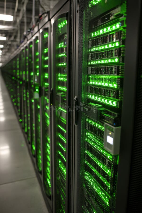 Data Center Multiple Rows Operational Server Racks. Modern ...