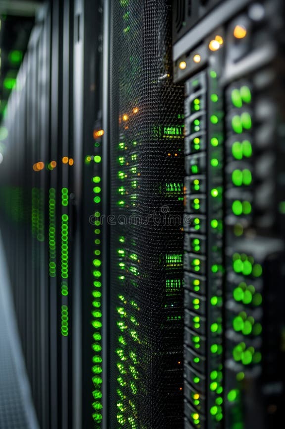 Data Center Multiple Rows Operational Server Racks. Modern ...