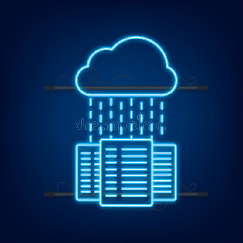Data Center. Neon Icon. Mainframe Service Concept Banner, Server Rack ...