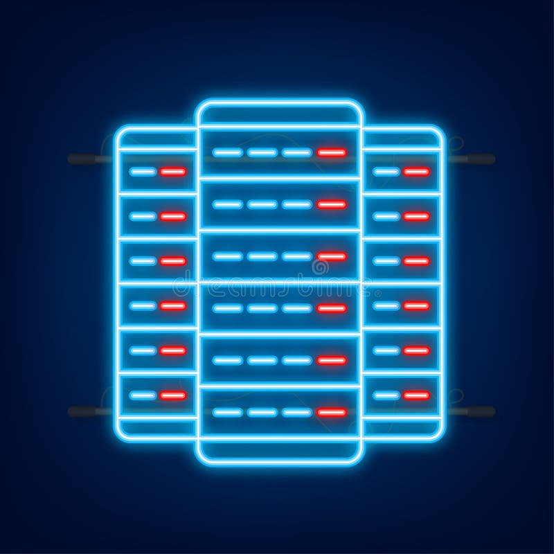 Data Center. Neon Icon. Mainframe Service Concept Banner, Server Rack ...