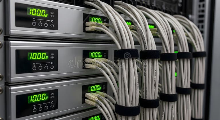 Data Center Network Cables: Organized Server Room with White Ethernet ...