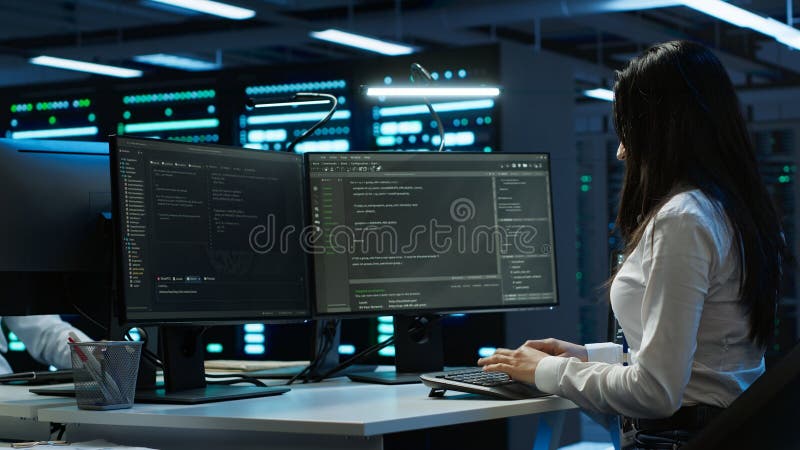 Data Center Network Engineer Managing Infrastructure Stock Photo ...