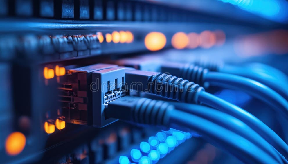 Data Center with Network Switch and Ethernet Cables for Efficient Data ...