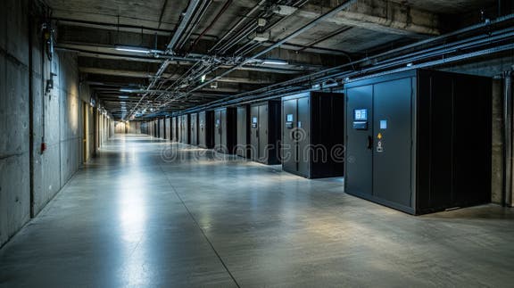 Data Center Operations Modern Facility Infrastructure Overview Industrial Environment Wide-angle ...