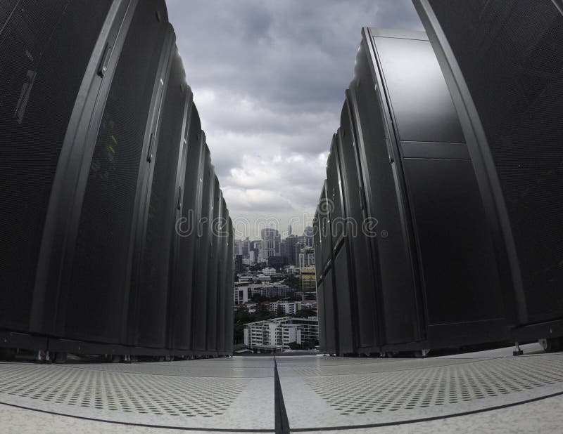 Data Center Over the Technology City Stock Image - Image of connection ...