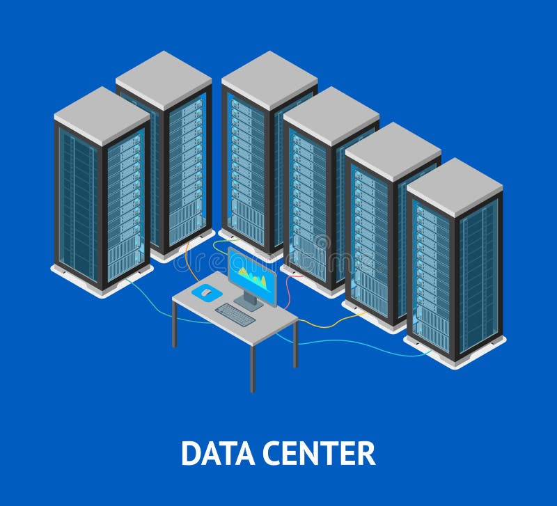 Data Center Poster Card Isometric View. Vector Stock Vector ...