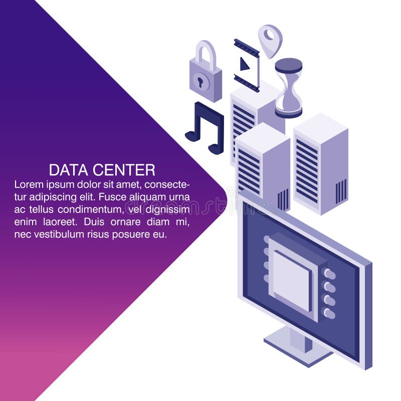 Data Center Poster with Informaton Stock Vector - Illustration of ...