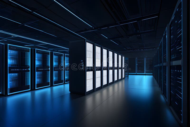 Data Center Premises with Computers, Big Data. Stock Illustration ...