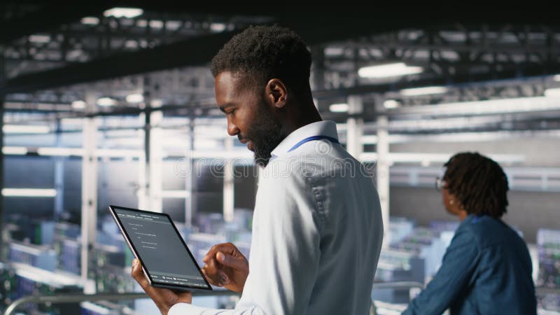 Data Center Programmers on Industrial Platform Checking Lines of Code Stock Video - Video of ...