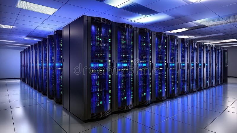 Data Center Aisle Rows Servers Blue Light Stock Photos - Free & Royalty ...