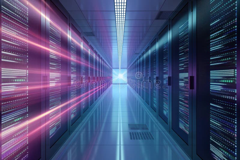 Data Center Room Filled with Servers, Network Equipment, and Storage ...