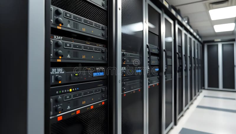 Data Center Room Full of Server Racks with Equipment Present Stock ...