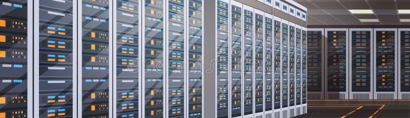 Data Center Room Hosting Server Computer Information Stock Vector