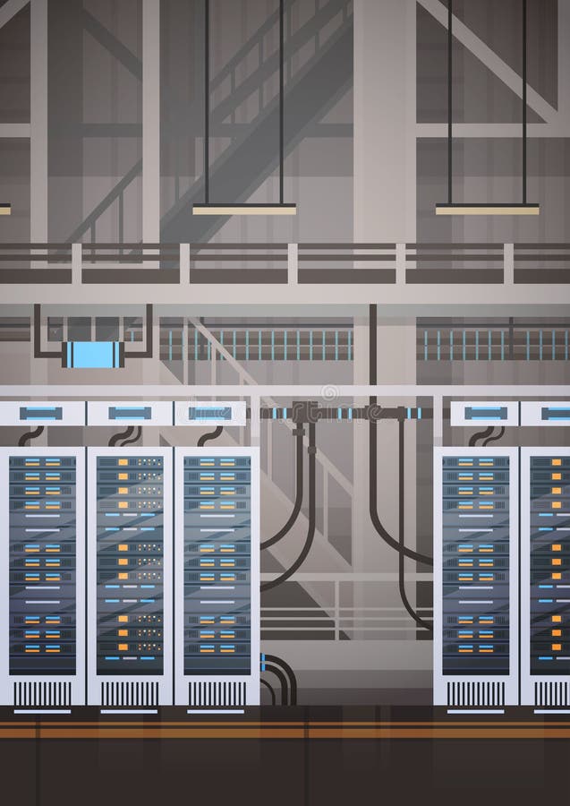Data Center Room Hosting Server Computer Information Database Synchronize Technology Stock