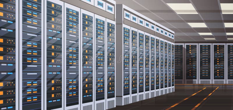 Data Center Room Hosting Server Computer Information Database Synchronize Technology Stock