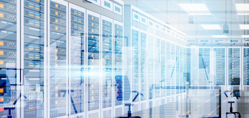 Data Center Room Hosting Server Computer Information Database Synchronize Technology Stock ...