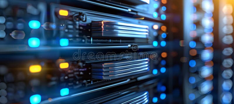 Data Center Room with Network Panel, Switches, and Cables for Efficient ...