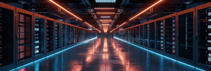 A Data Center with Rows of Servers Being Cooled by Sophisticated ...