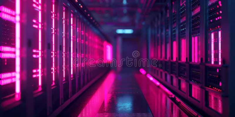 A Data Center with Rows of Servers Being Cooled by Sophisticated ...