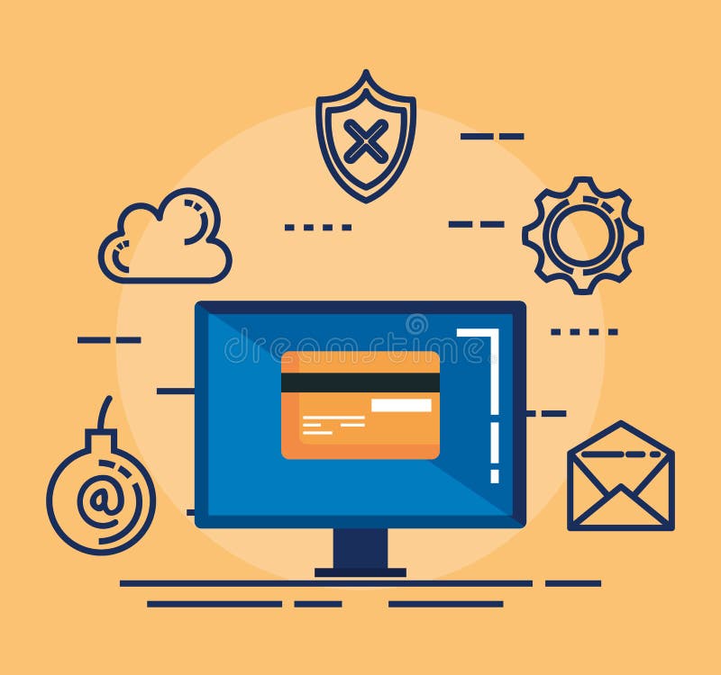 Security Desktop Computer stock vector. Illustration of lock - 202618670