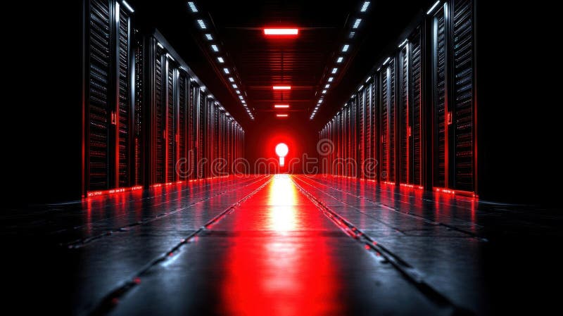Data Center Security, Red Alert Stock Photo - Image of detection, data ...