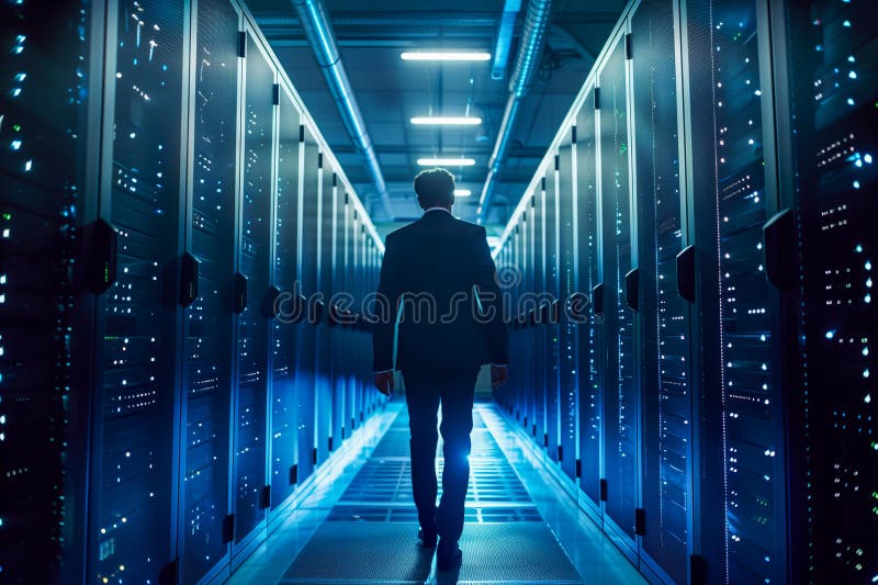 Data Center Security Room with Engineer Control Internet Connection ...